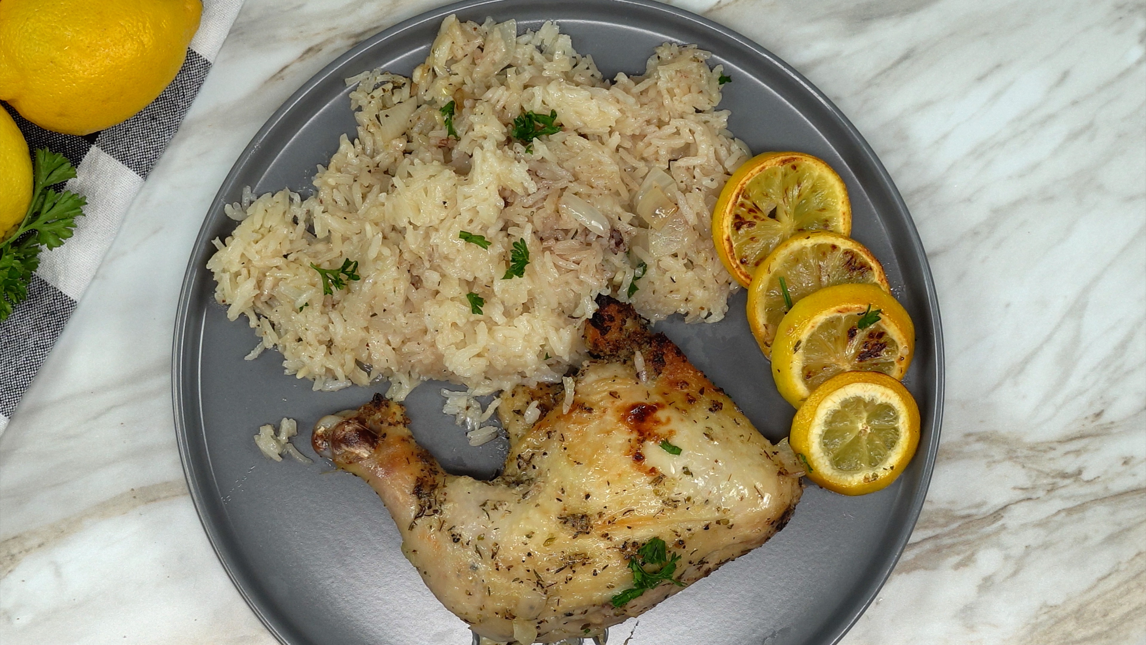 One Pot Lemon Chicken Leg Quarters with Rice - EatFoodlicious
